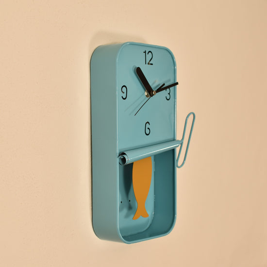 Sardine Tin Clock - Sky Blue & Mustard – Rural Urban