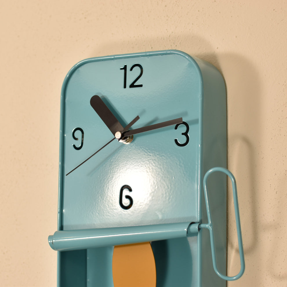 Sardine Tin Clock - Sky Blue & Mustard – Rural Urban